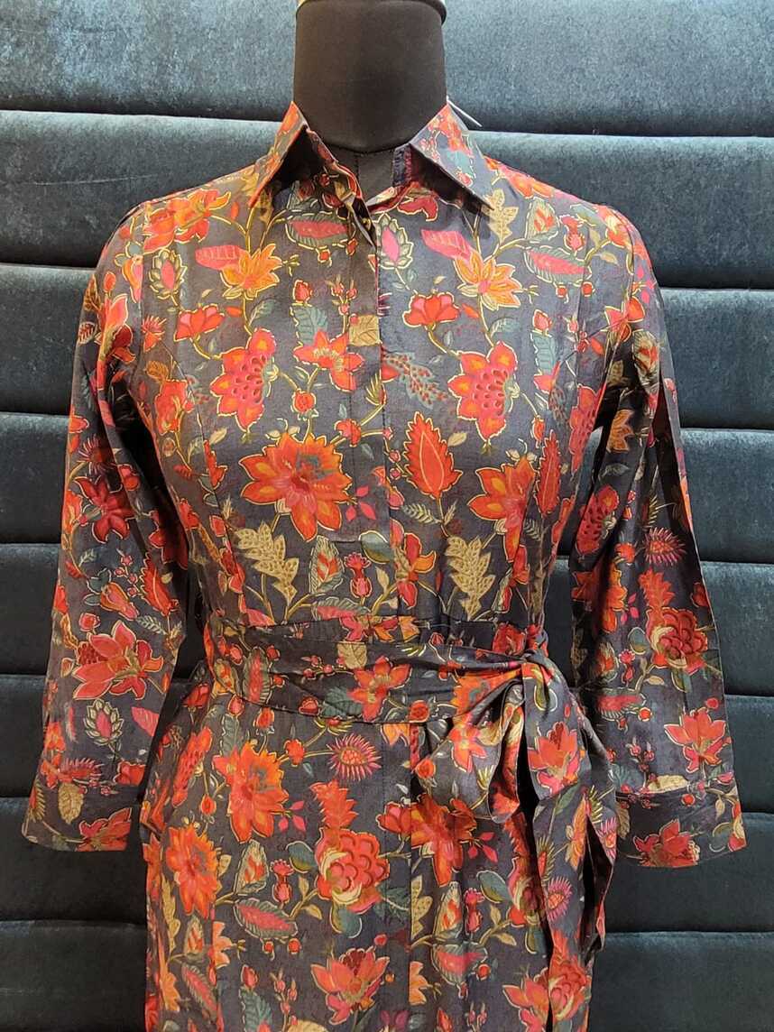 Floral Middi pattern Kurti - Shudh Desi Fashion